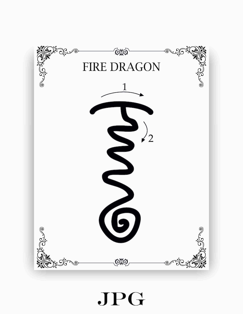 Fire Dragon Symbol Reiki Printable Size 8.5x11 Inch A4 6 - Etsy
