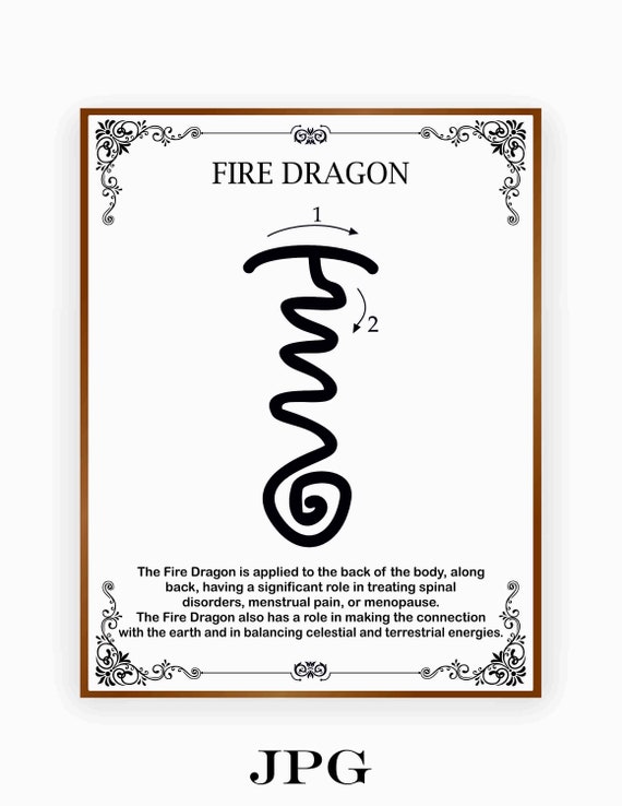 Fire Dragon Symbol Reiki Printable Size 8.5x11 Inch A4 6 - Etsy