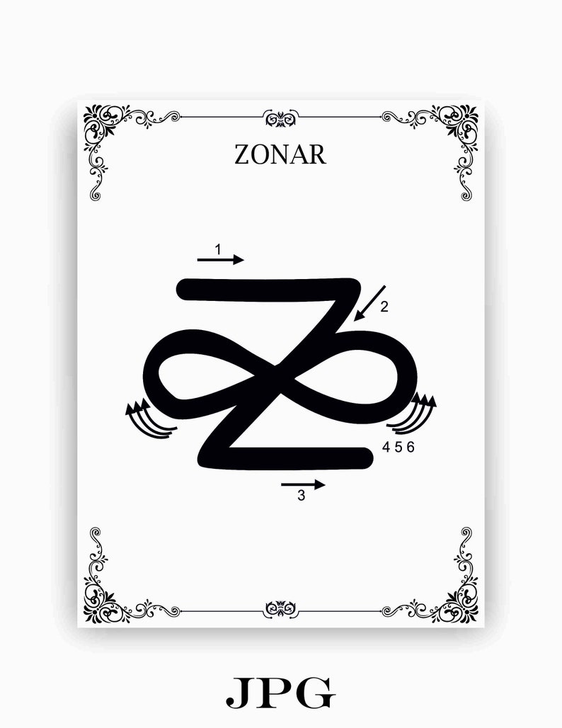 ZONAR Symbol, Reiki Symbol, You Will Learn to Draw Them Printable Size ...