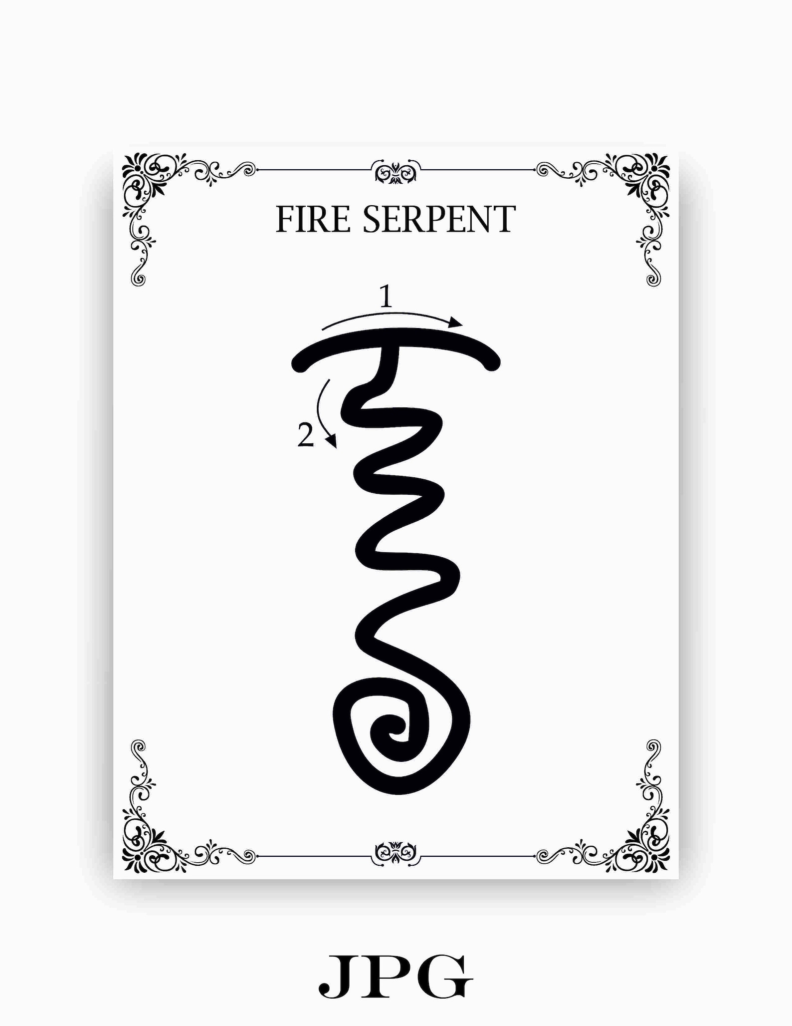 Fire Serpent Symbol Reiki Printable, Size 8.5x11 Inch 6jpg & 3png - Etsy