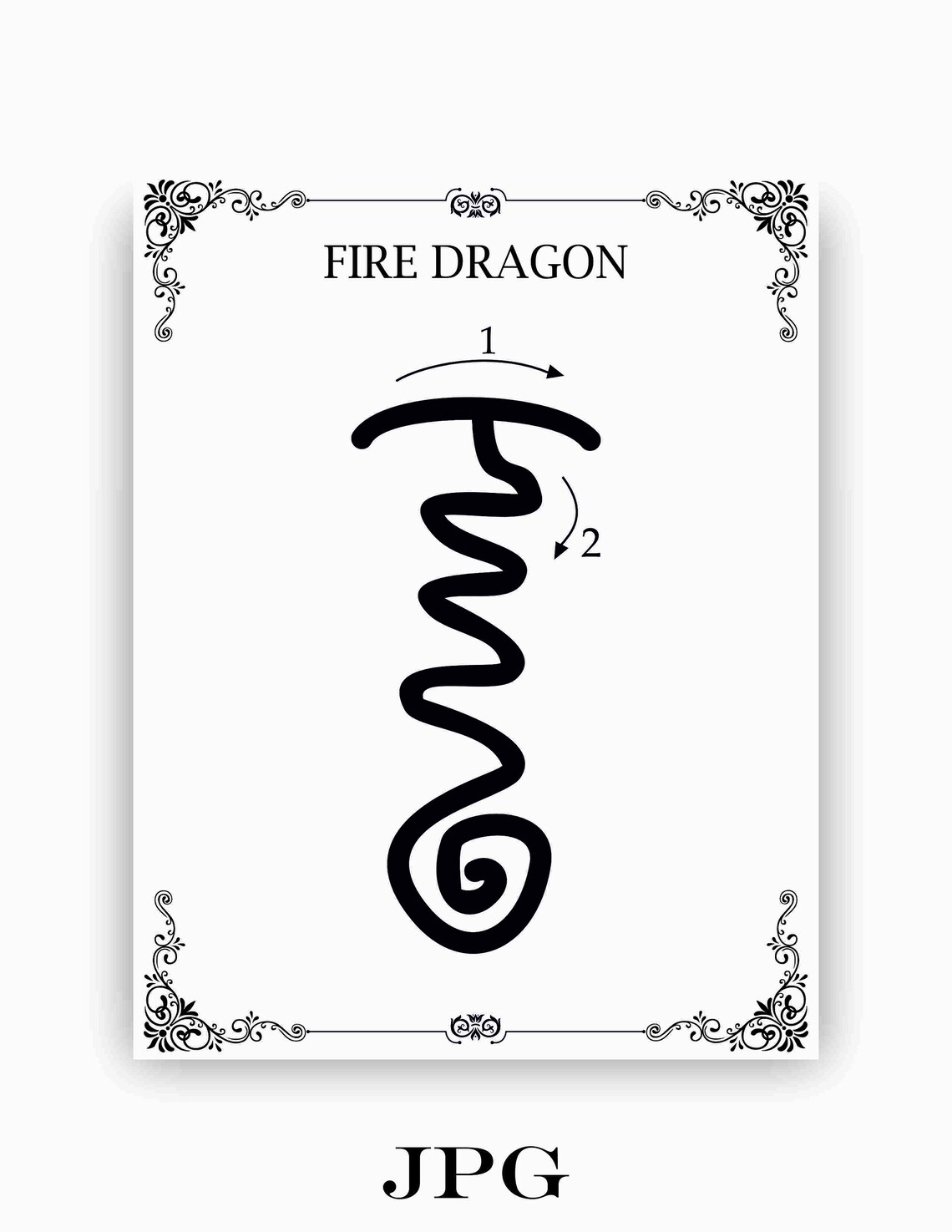 Fire Dragon Symbol Reiki Printable, Size 8.5x11 Inch (A4) 6 Jpg & 3 Png ...