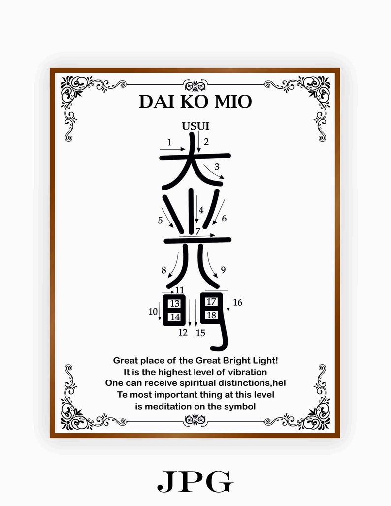 Dai Ko Mio Usui Symbol Reiki | Symbol Reiki Printable, Size 8.5X11 Inch ...