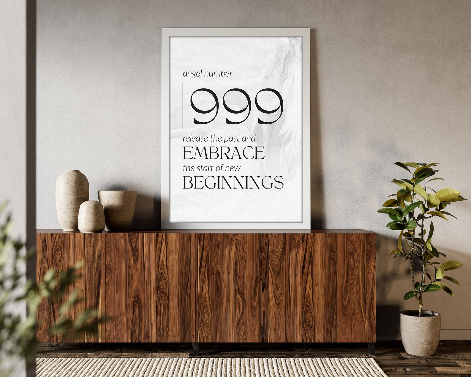 Angel Number 999 Printable Wall Art | Black/white Neutral Poster ...
