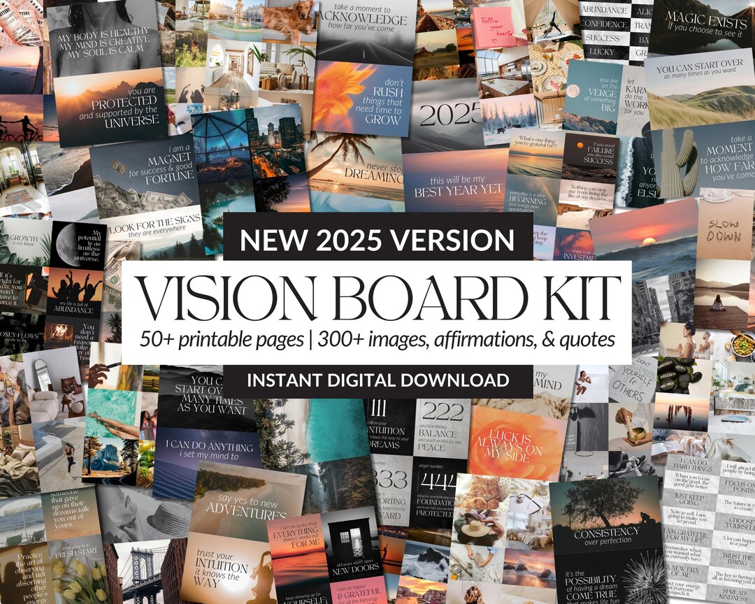2025 Vision Board Kit | 50+ Printable Pages (PDF) | 300+ Images ...