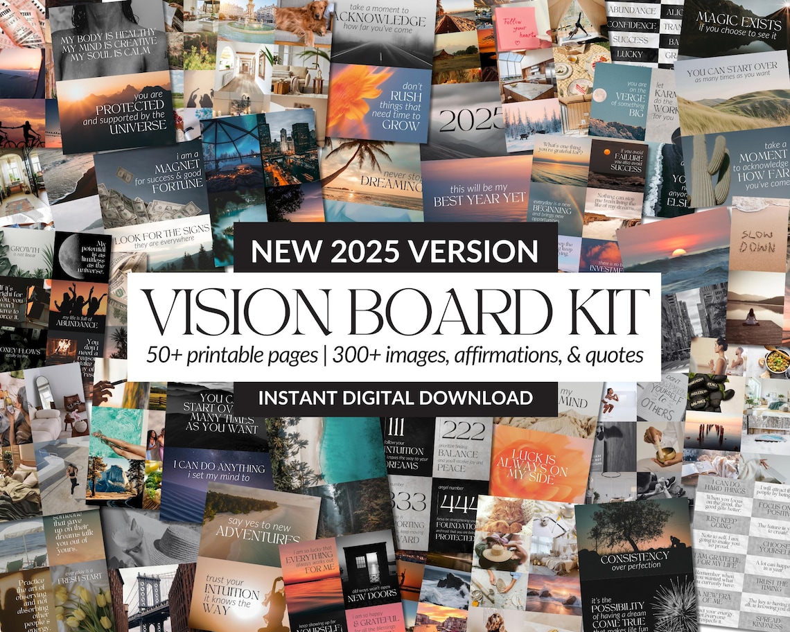 2025 Vision Board Kit | 50+ Printable Pages (PDF) | 300+ Images ...