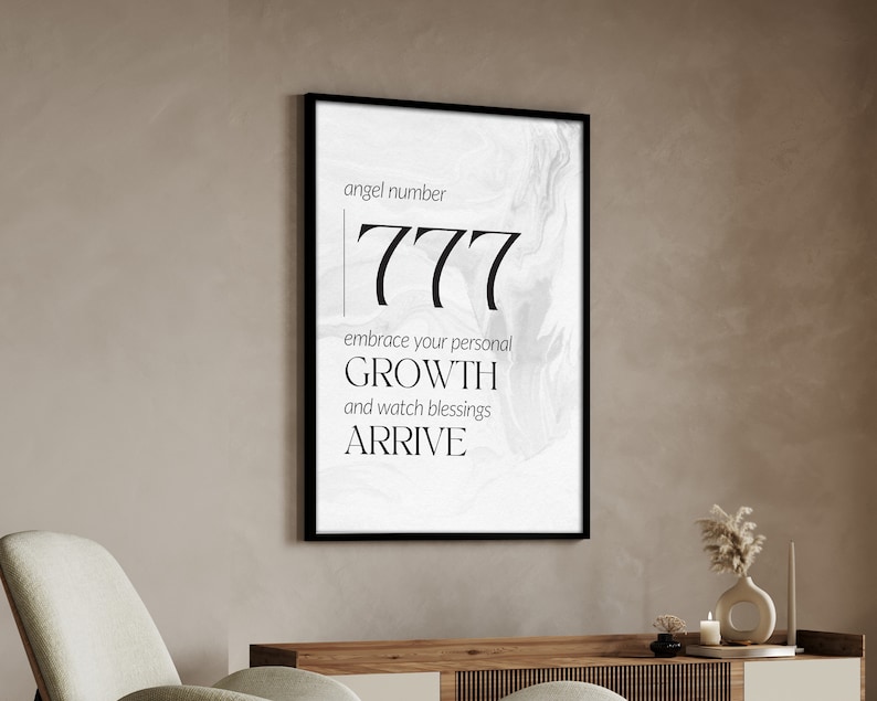 Angel Number 777 Printable Wall Art | Black/white Neutral Poster ...