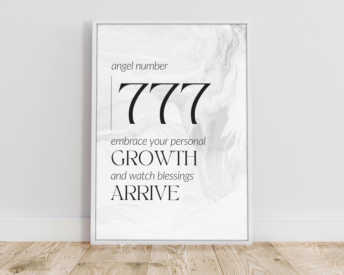 Angel Number 777 Printable Wall Art | Black/white Neutral Poster ...