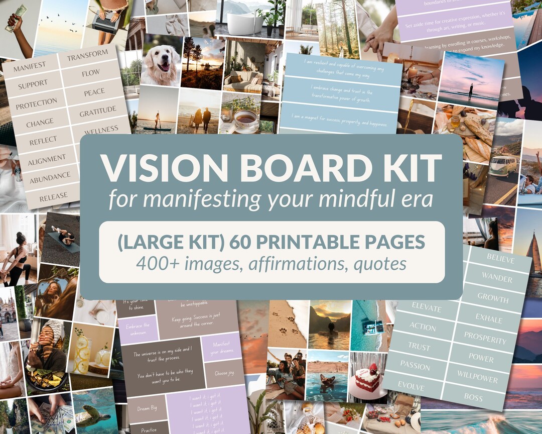 Vision Board Kit large Mindful Era 60 Page Printable Package 400 Images ...