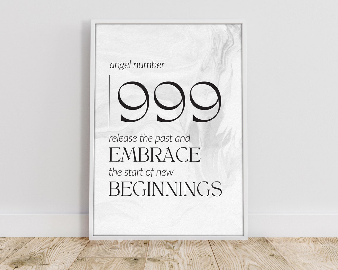 Angel Number 999 Printable Wall Art | Black/white Neutral Poster ...