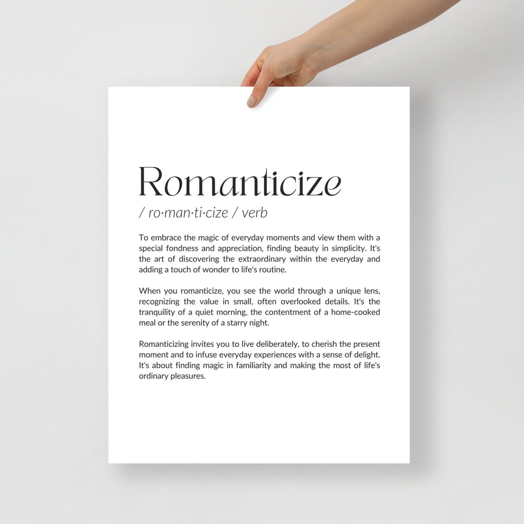 Romanticize Definition Poster | Minimalist Wall Art | Printed on Thick ...