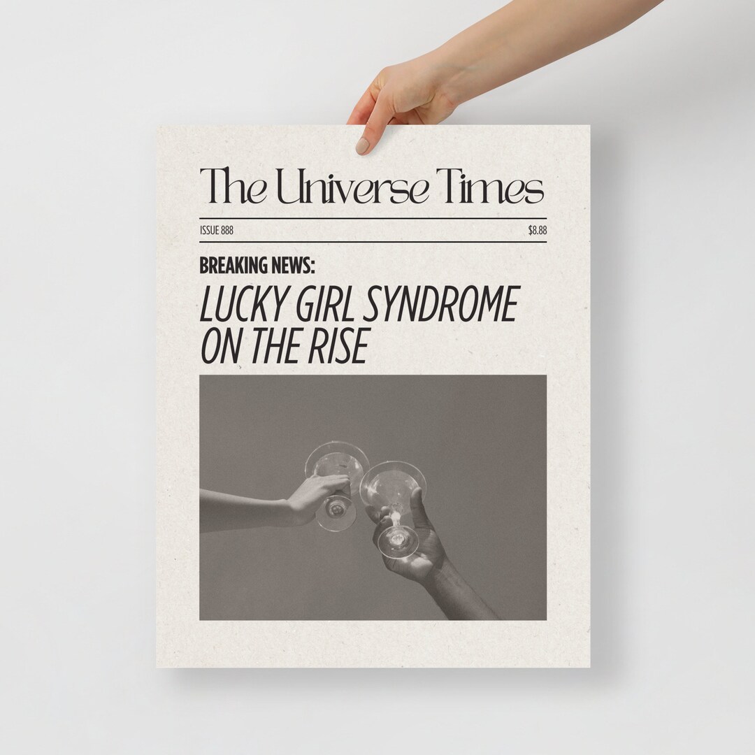 Retro Newspaper Poster | Trendy Wall Art | Lucky Girl Syndrome Quote ...