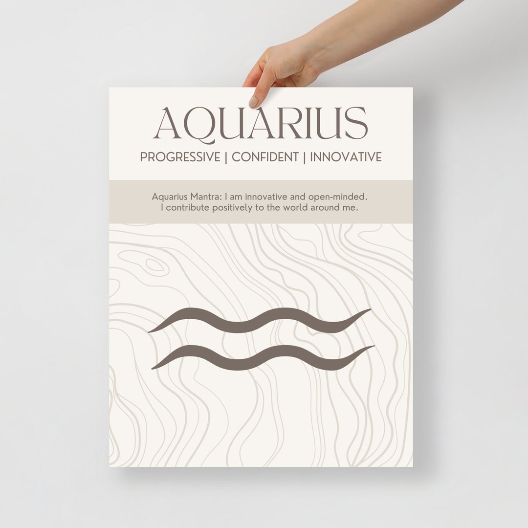 Aquarius Zodiac Sign Poster | Astrology Wall Art | Printed on Thick ...