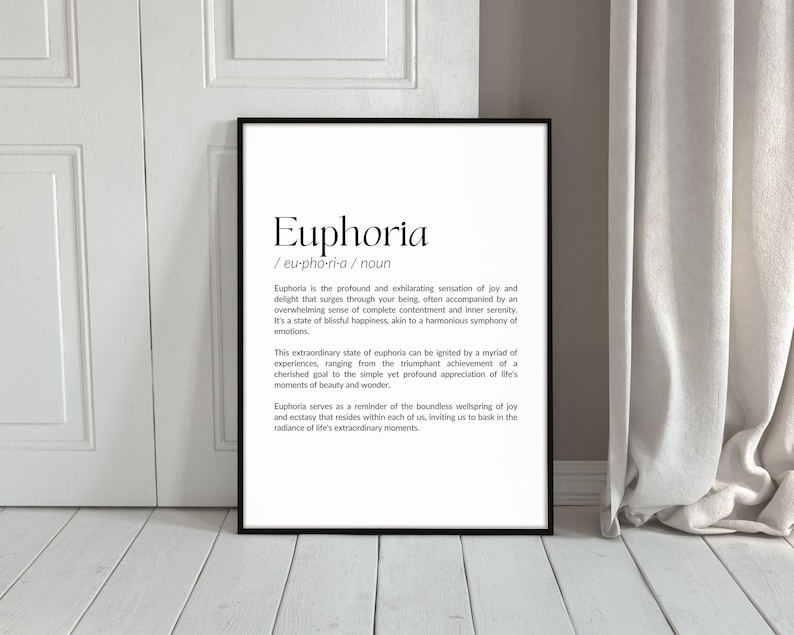 Euphoria Definition Poster | Digital Download Print | Minimalist Home ...