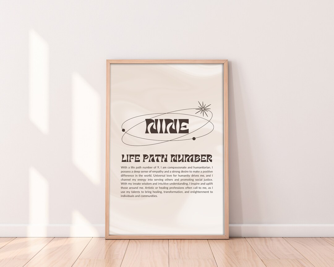 Life Path Number Nine Print | Minimalist Numerology Art (digital ...