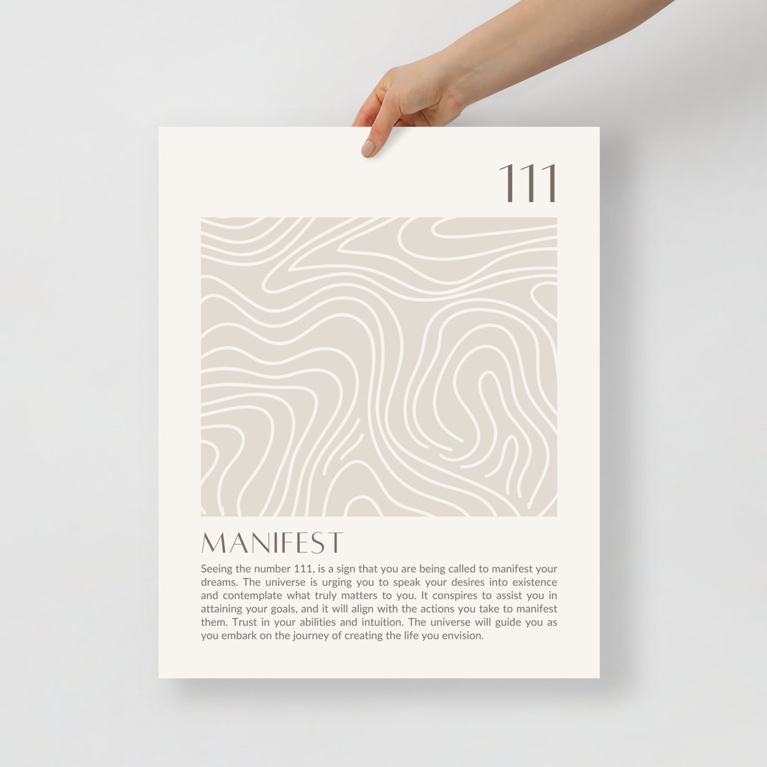 111 (manifest) Angel Number Poster | Numerology Wall Art | Minimalist ...