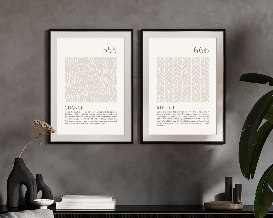 Angel Number Prints (set of 2) | 555 & 666 Printable Wall Art | Minimal ...