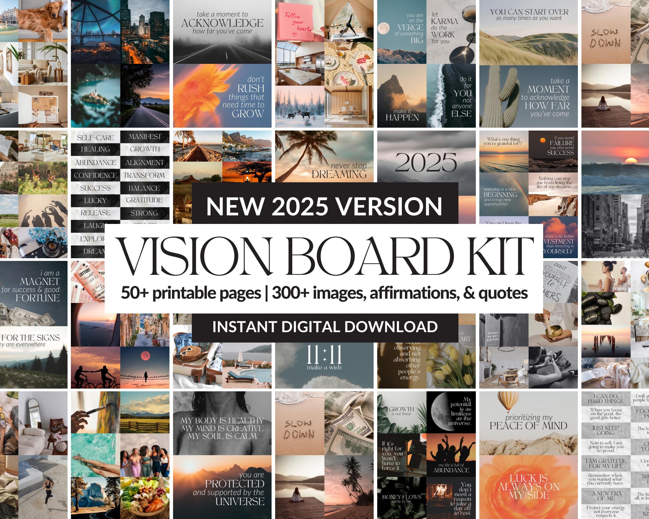 2025 Vision Board Kit 50 Printable Pages PDF 300 Images, Inspirational ...