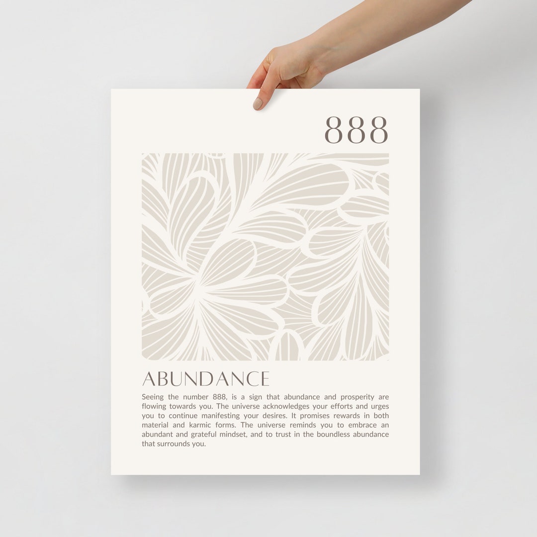 888 (abundance) Angel Number Poster | Numerology Wall Art | Minimalist ...