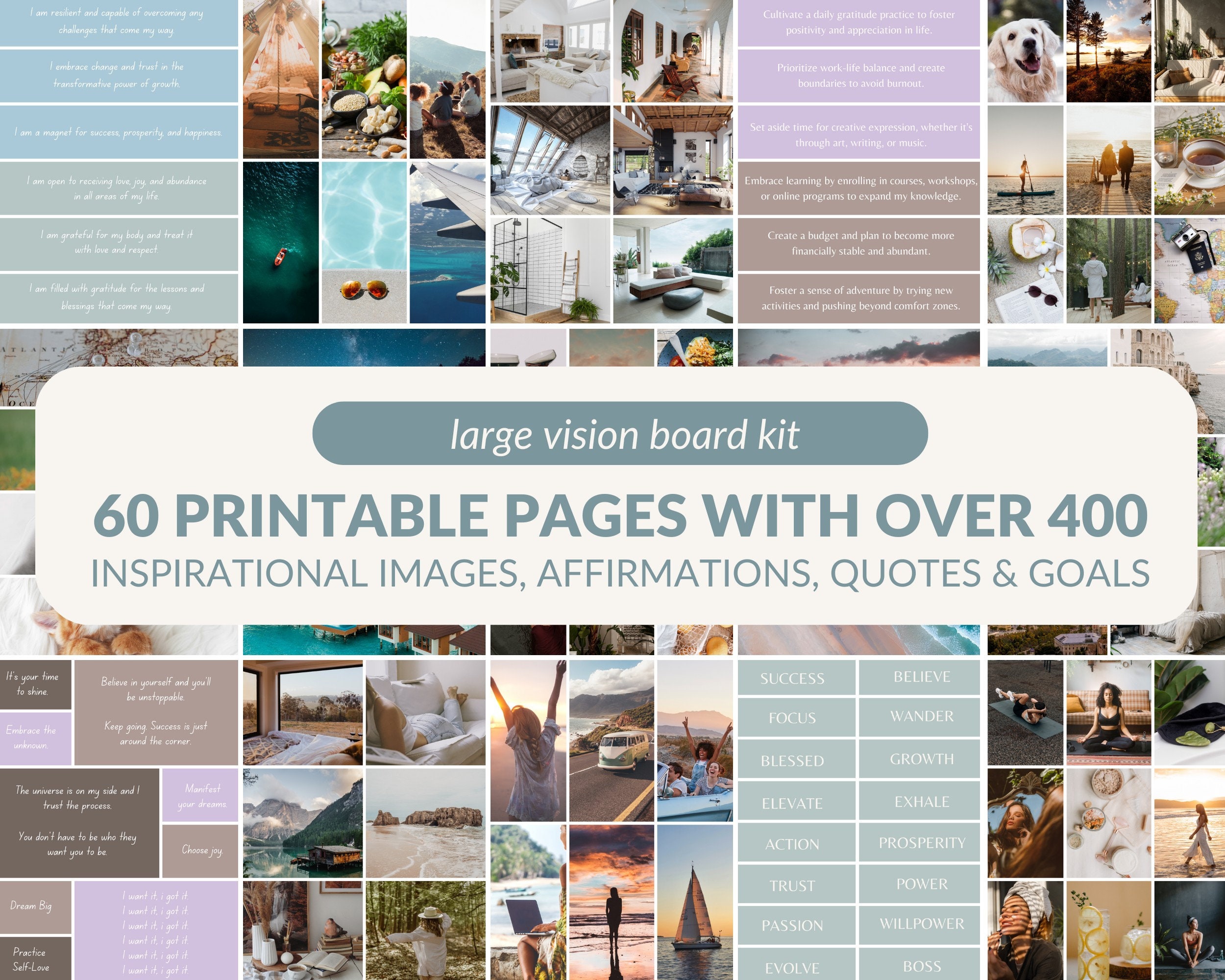 Vision Board Kit large Mindful Era 60 Page Printable Package 400 Images ...