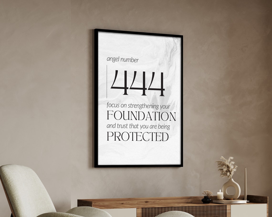 Angel Number 444 Printable Wall Art | Black/white Neutral Poster ...