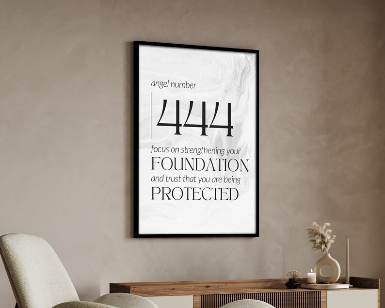 Angel Number 444 Printable Wall Art | Black/white Neutral Poster ...