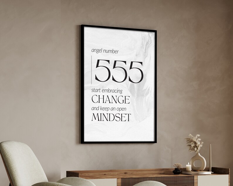 555 Angel Number Poster | Numerology Wall Art | Minimalist Home Decor ...