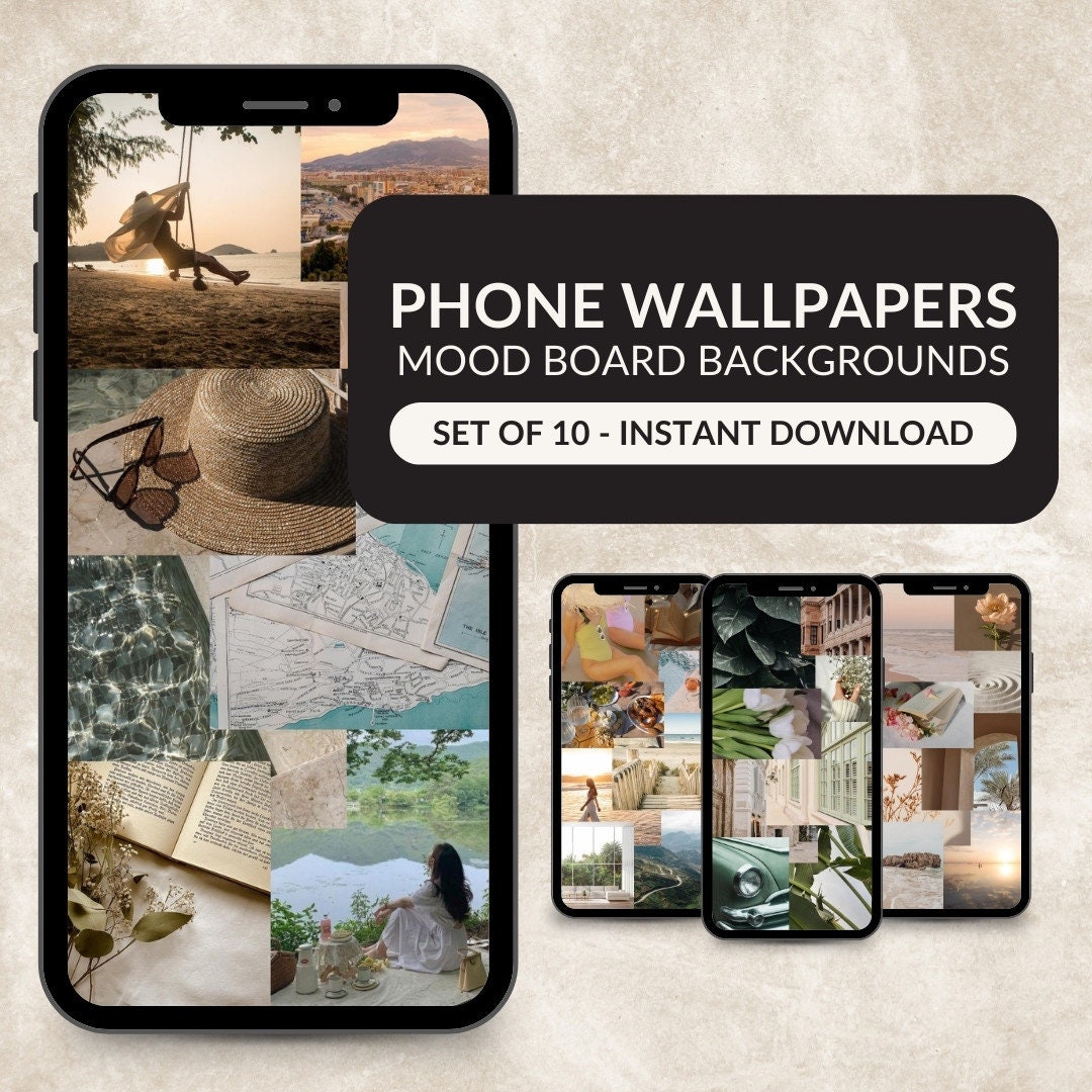 Phone Wallpapers | Mood Board Backgrounds | Set of 10 | Instant ...