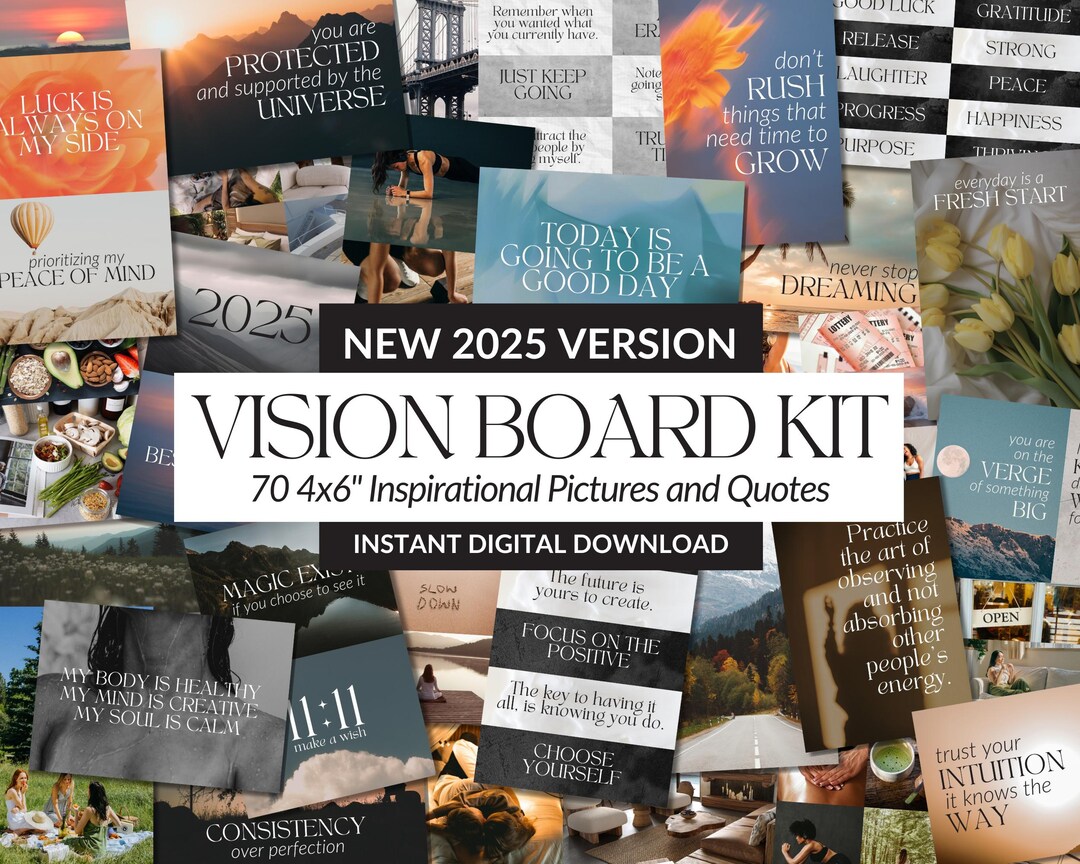 New 2025 Large Vision Board Kit | 70 Print-ready 4x6" Pictures ...