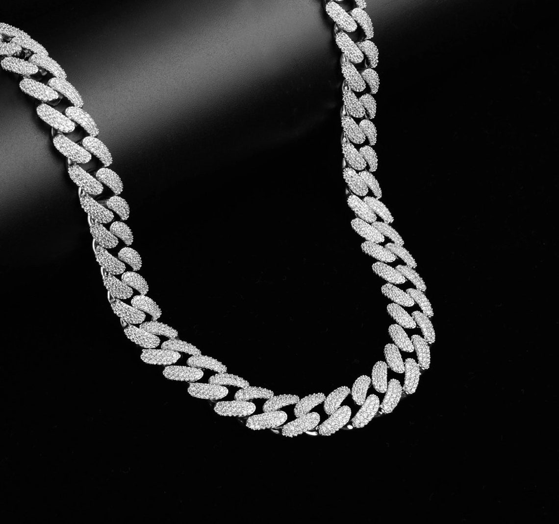 18mm 925 chaîne cubaine argentée | Etsy