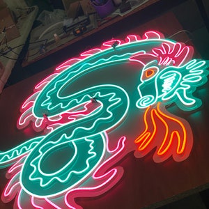 The Dragon LED Neon Sign, Dragon Wall Sign, Chinese Decor, Fastfood ...
