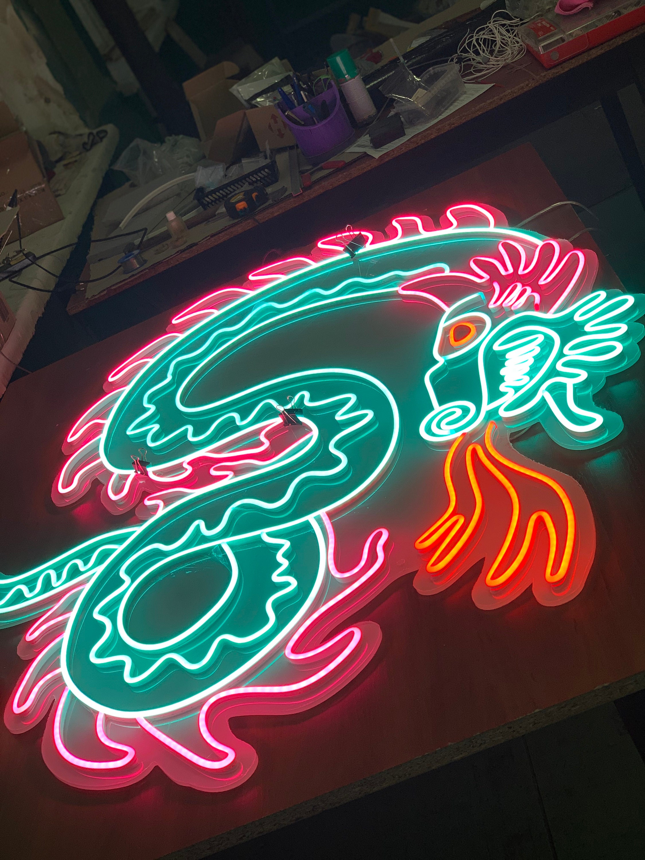 The Dragon LED Neon Sign, Dragon Wall Sign, Chinese Decor, Fastfood ...