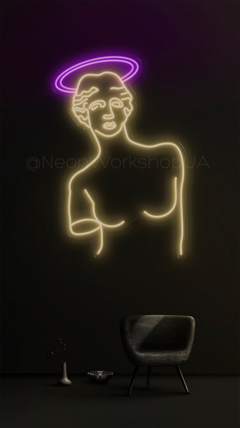 Aphrodite With Halo LED Neon Sign, Elegant Greek Goddess Neon, Glowing ...