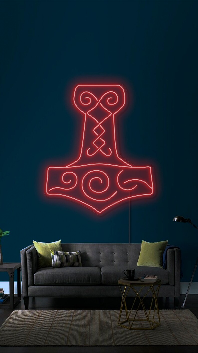 Thor's Hammer LED Neon Sign Mjolnir Scandinavian - Etsy