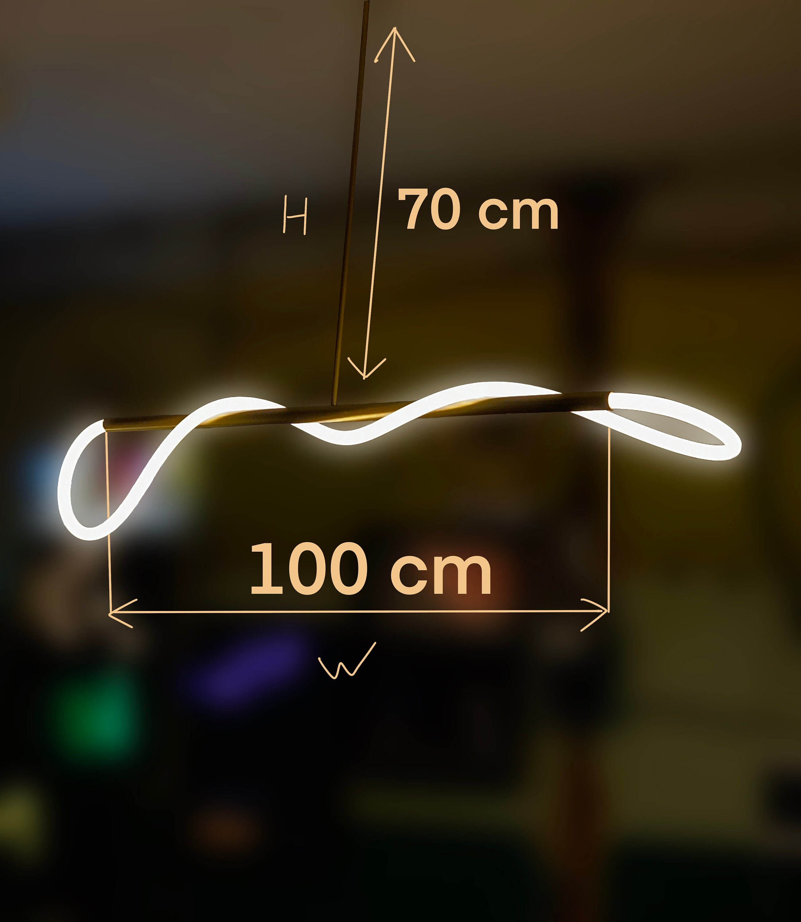 LED Neon Chandelier, Neon Tube Led Lamp, Pendant Lamps, Bedroom ...