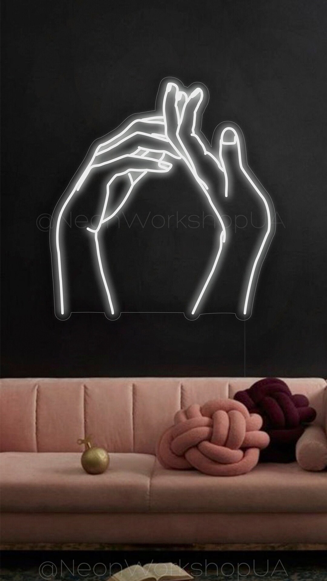 Hands up LED Neon Sign / Abstract Hands Lines Neon Sign, Abstract Wall ...