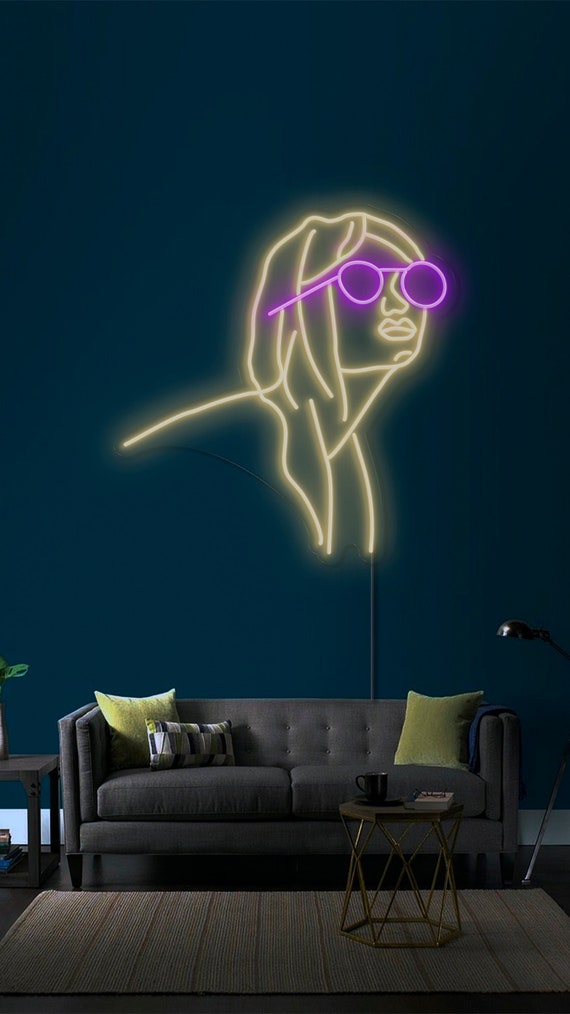Girl Face With Sunglasses LED Neon Sign Girl Art Face Neon - Etsy