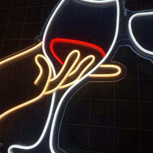 Drinking Hands LED Neon Sign, Hand With Wine and Hand With Cup of Tea ...