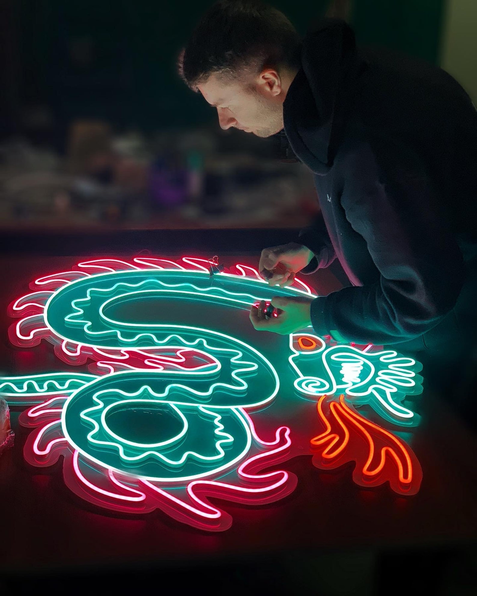 The Dragon LED Neon Sign, Dragon Wall Sign, Chinese Decor, Fastfood ...