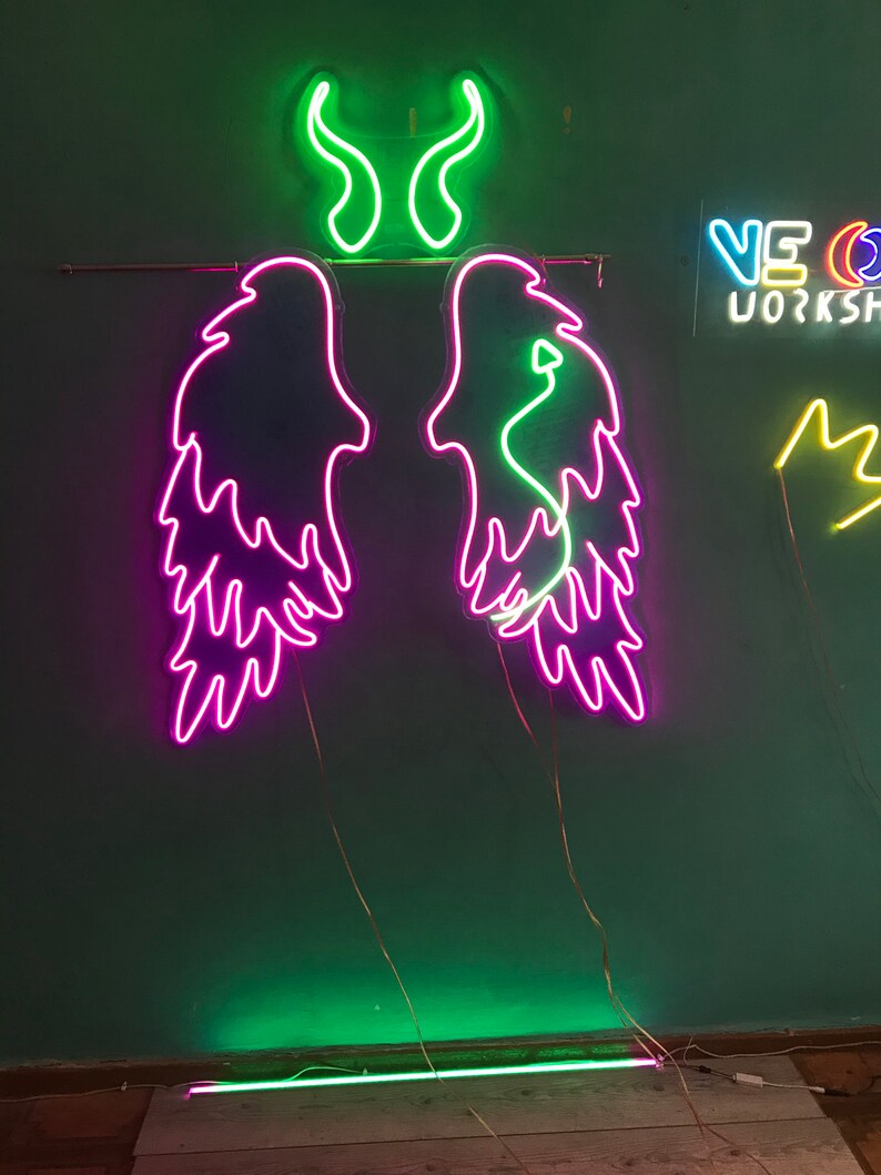 Angel and Devil LED Neon Sign / Wall Decor Angel and Demon - Etsy