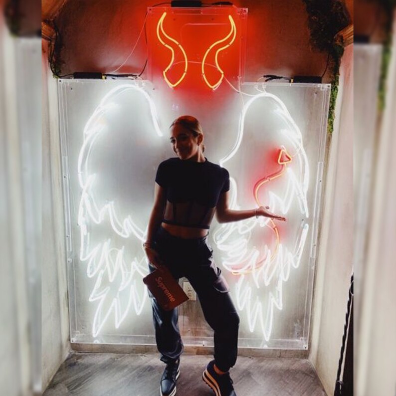 Angel and Devil LED Neon Sign / Wall Decor Angel and Demon - Etsy