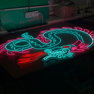 The Dragon LED Neon Sign, Dragon Wall Sign, Chinese Decor, Fastfood ...