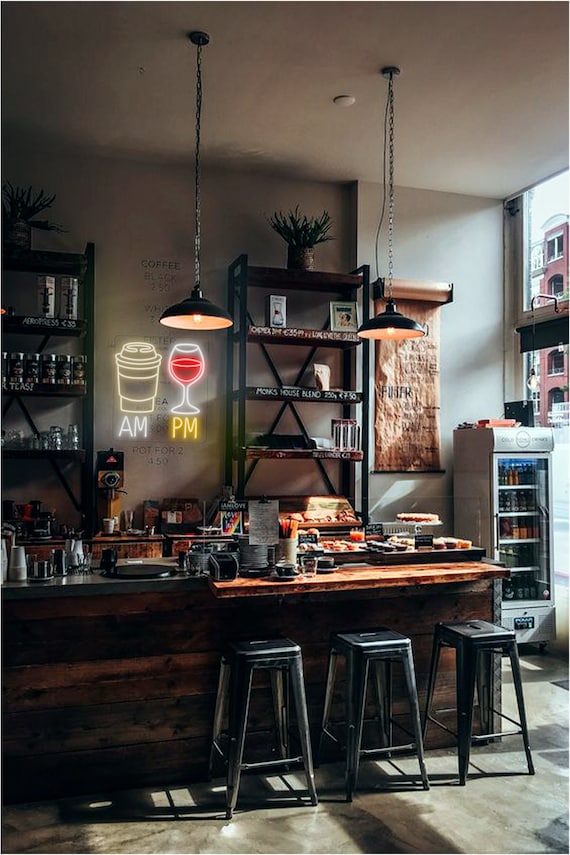 AM PM LED Neon Sign Coffee Cup Neon Sign Wine Glass Neon - Etsy