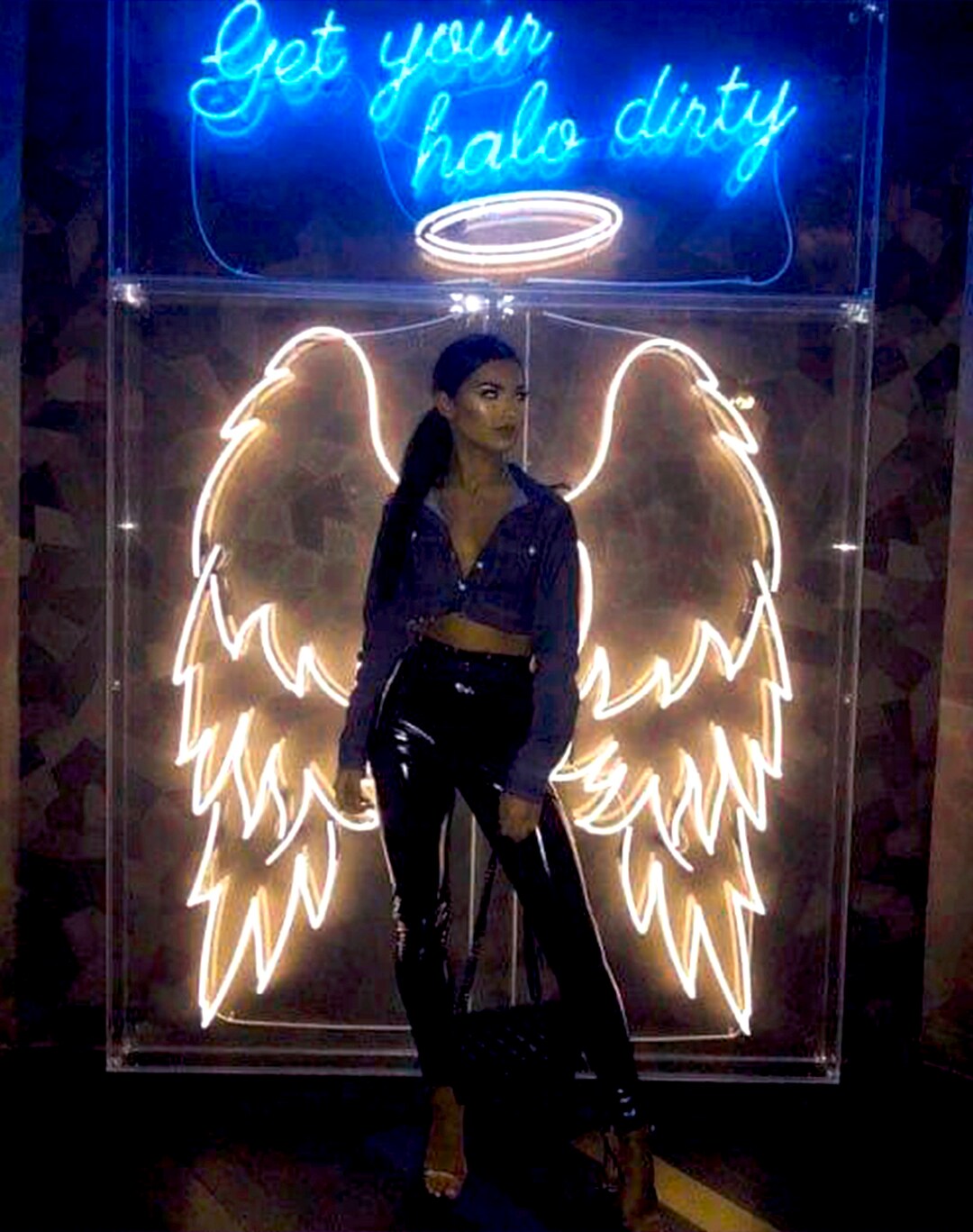 Angel Wings and Halo Neon Sign / Angel Wings With Text Neon Sign ...