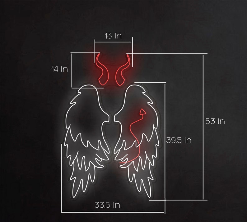 Angel and Devil LED Neon Sign / Wall Decor Angel and Demon - Etsy