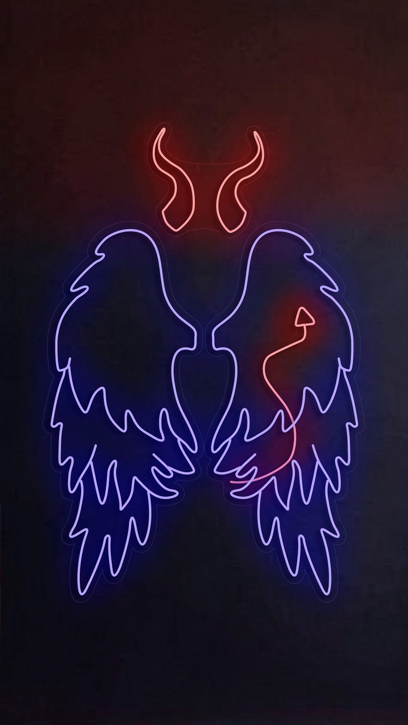 Angel and Devil LED Neon Sign / Wall Decor Angel and Demon - Etsy