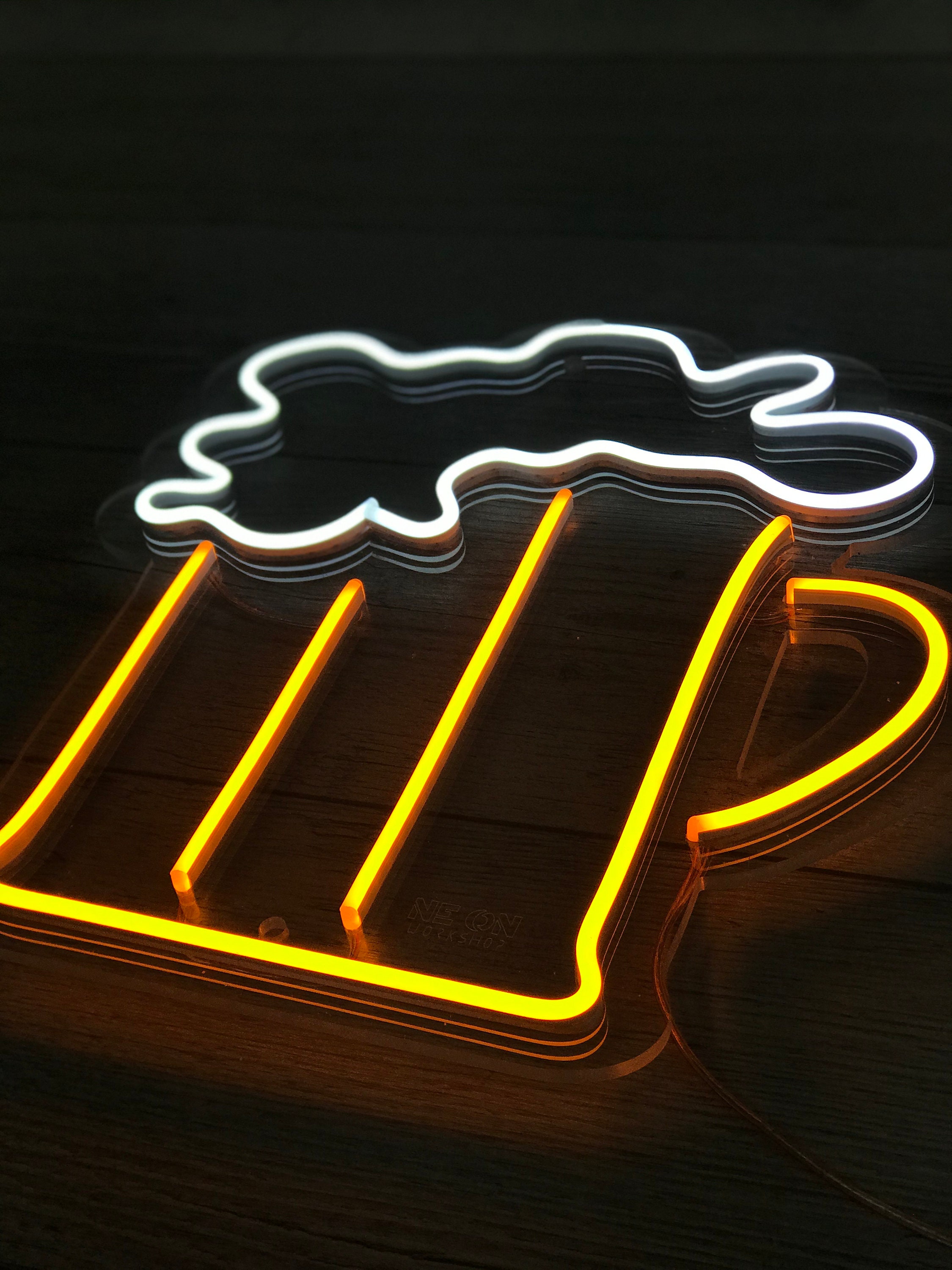 BEER GLASS Neon Sign, Beer in Neon, LED Sign, Wallhangings Neon Sign ...