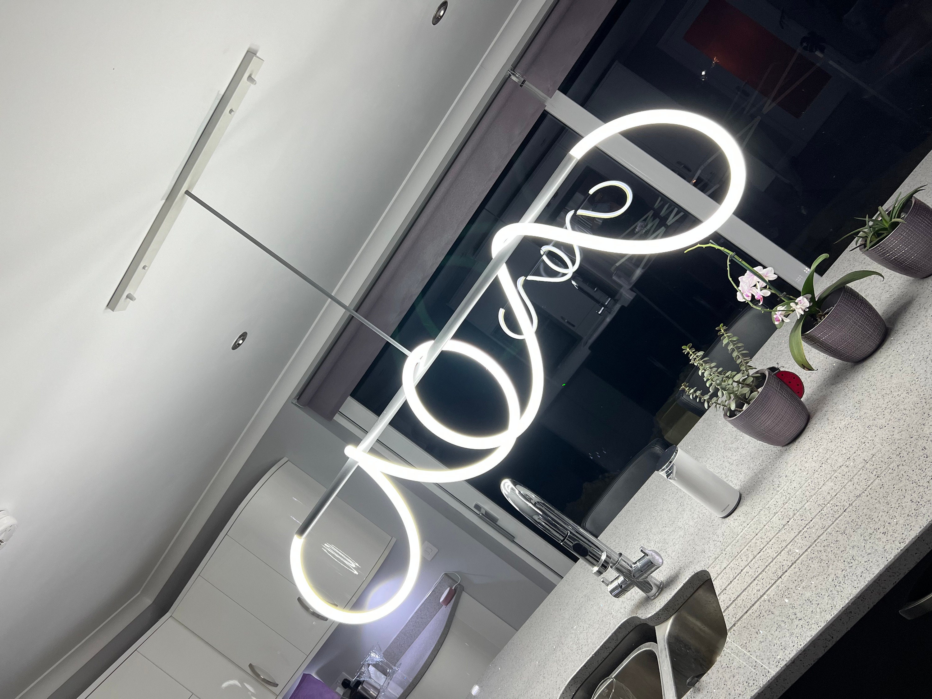 LED Neon Chandelier, Neon Tube Led Lamp, Pendant Lamps, Bedroom ...