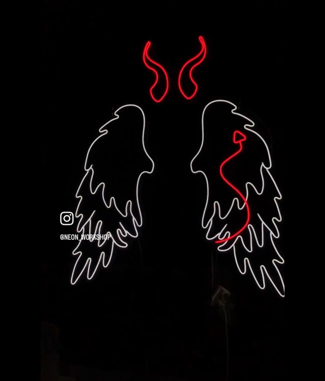 The Enchanting LED Neon Sign With Angel Wings and Devil Tail ...
