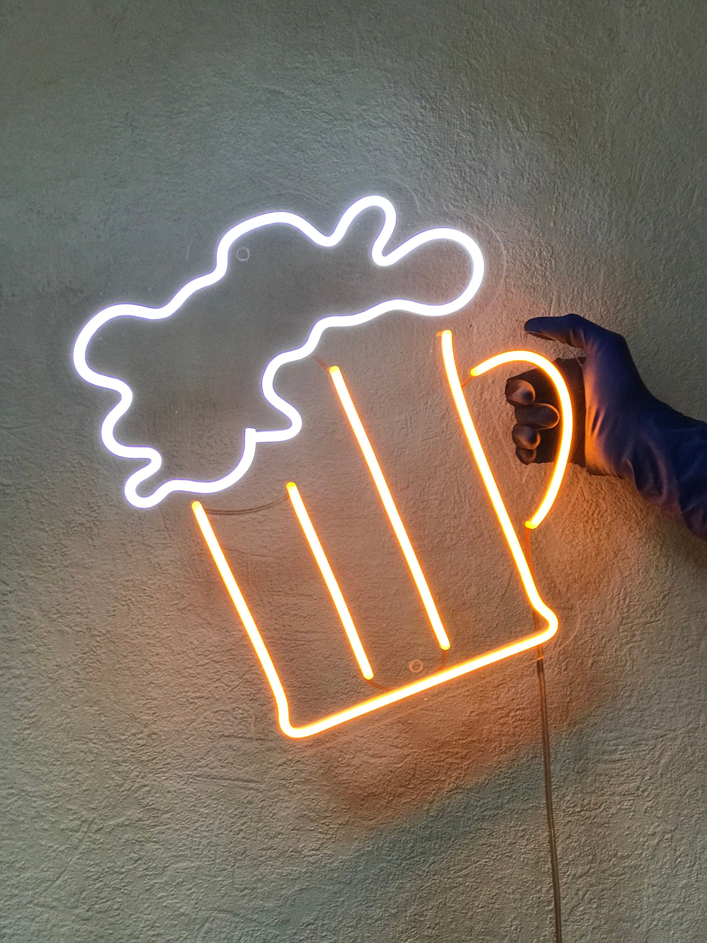 BEER GLASS Neon Sign, Beer in Neon, LED Sign, Wallhangings Neon Sign ...