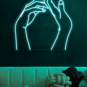 Hands up LED Neon Sign / Abstract Hands Lines Neon Sign, Abstract Wall ...